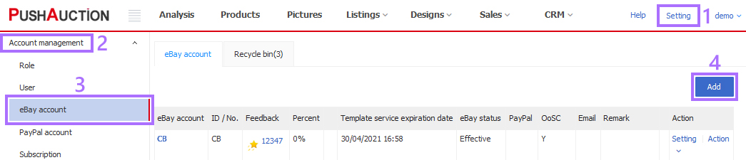 Step 1: Add your eBay account - PushAuction